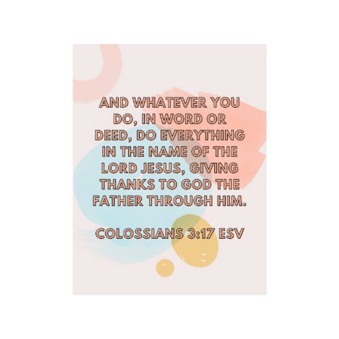 Boho Memory Verse Printable Colossians 3:17 - Etsy