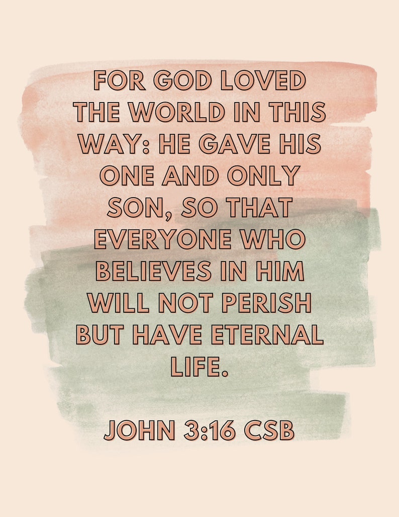 Boho Memory Verse Printable John 3:16 - Etsy