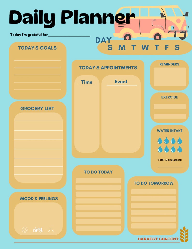 Printable Daily Life Planner Van Life Planner Everyday Planner ...