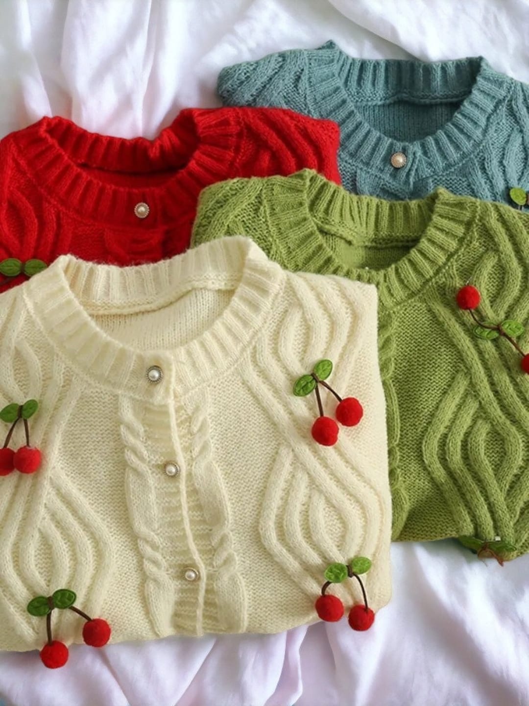 Cardigan With Cherry Cherry Embroidered Cardigan Crochet - Etsy