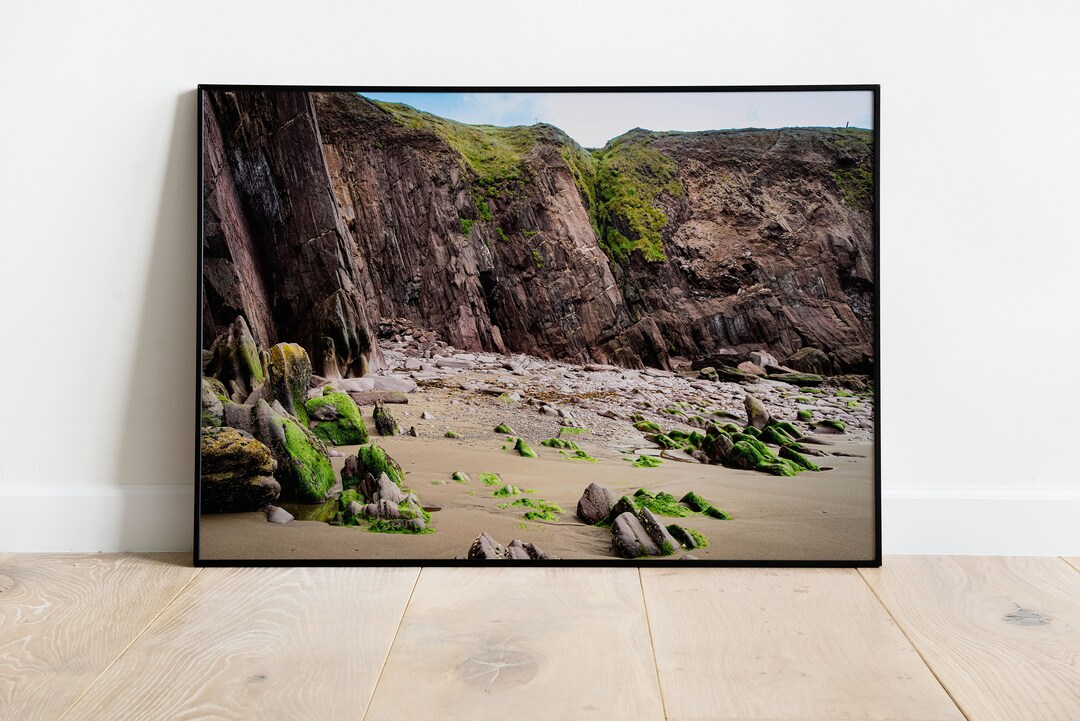 Premium Poster Beach With Cliff Wall Decoration Print Photography Type ...