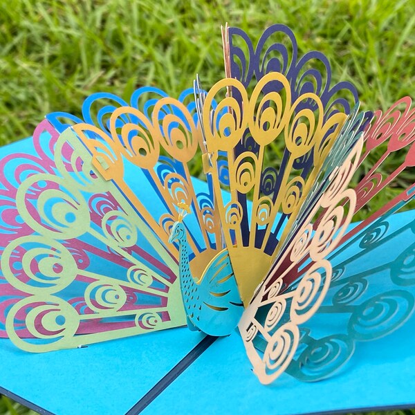 Peacock Pop up Card - Etsy