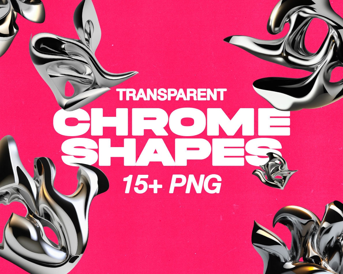 Chrome Shape Pack, Liquid Chrome Shapes Bundle, Y2K Chrome Symbols Pack ...