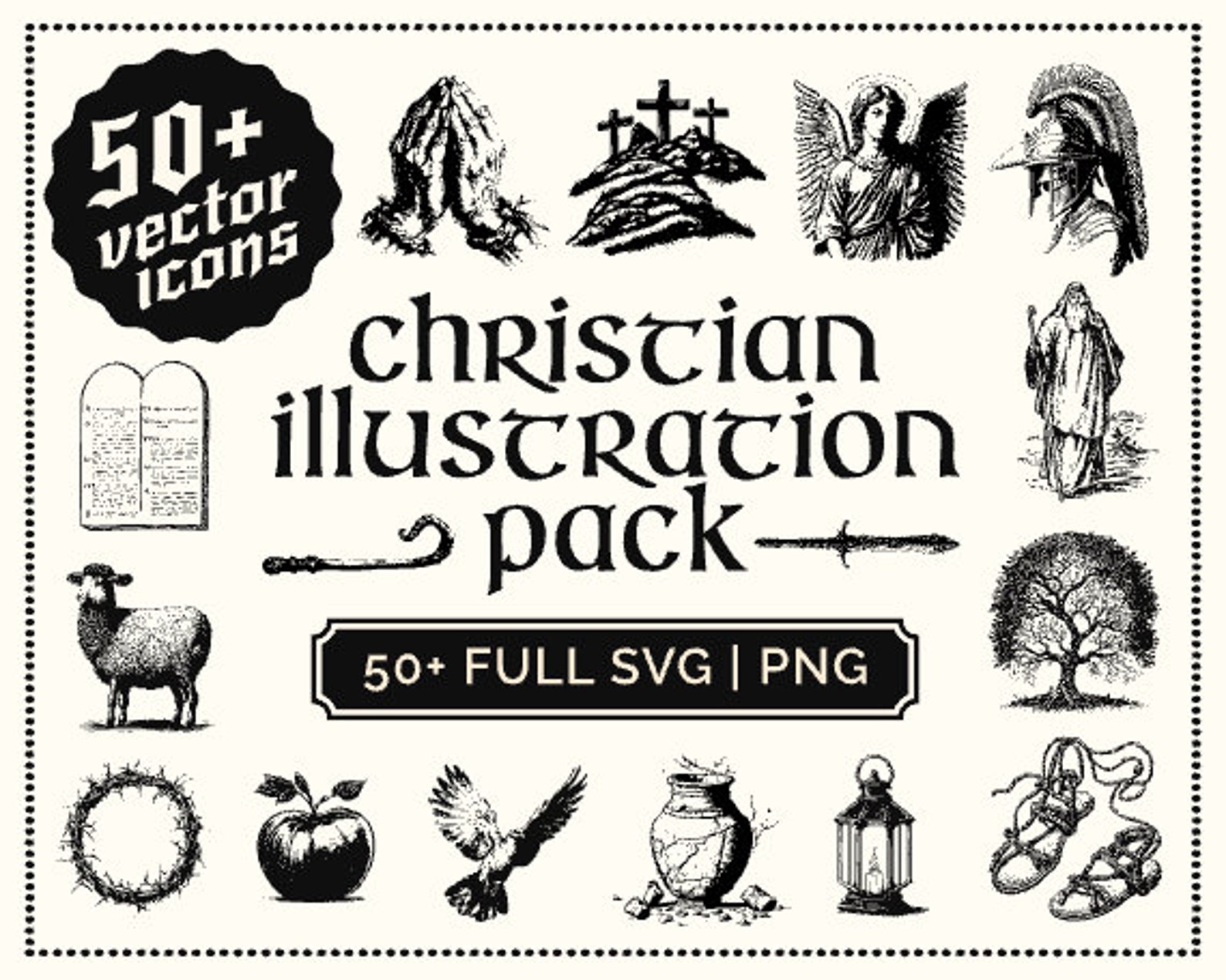 Christian Illustration SVG Pack, Christian Bundle SVG, Christian ...