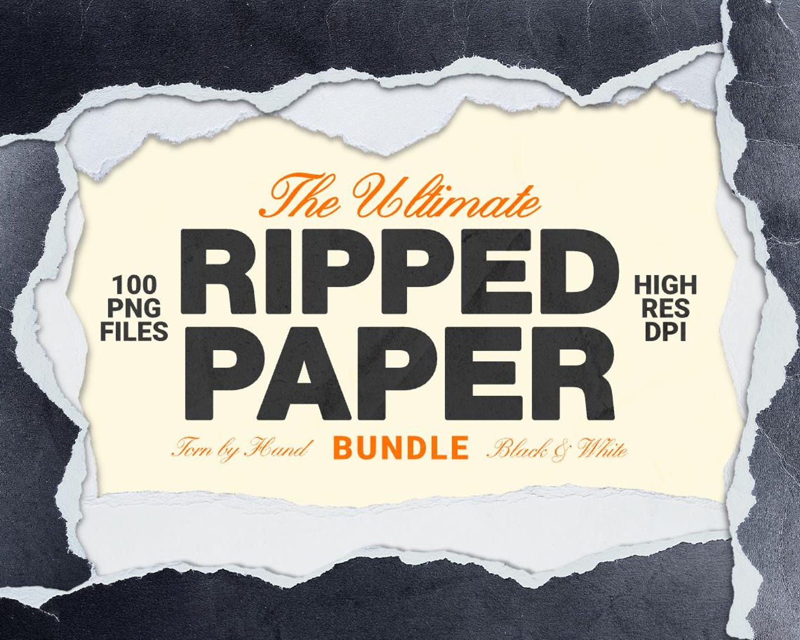 Ripped Paper Texture Bundle: 100 PNG Edges (instant Digital Download ...