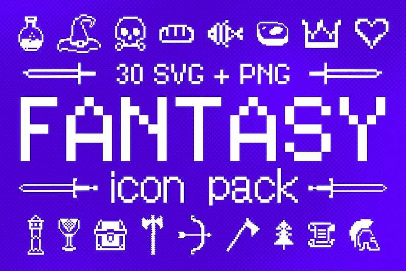 Fantasy Pixel Icon Pack, 8-bit Art Icon Pack, Dungeons & Dragons Icon ...