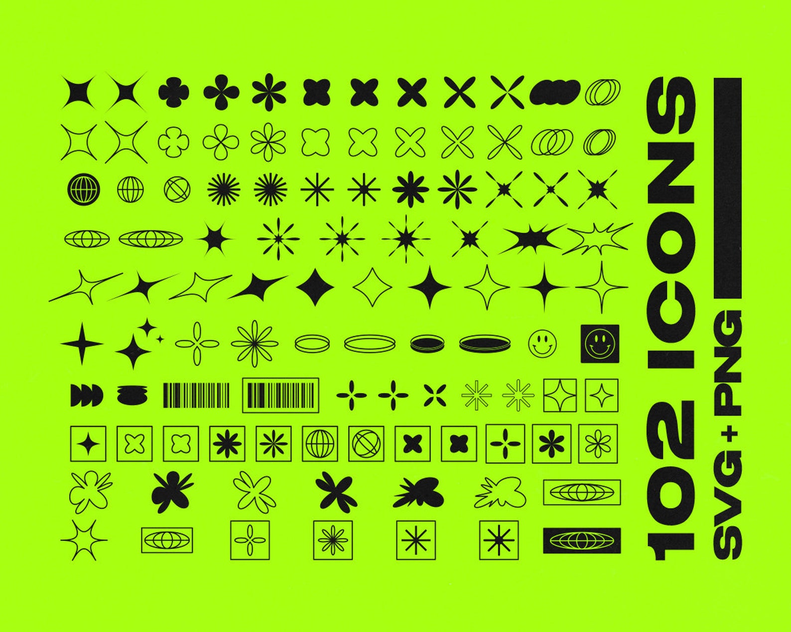 Y2K Vector Icons: Streetwear Shapes Bundle (SVG, PNG Digital Download ...
