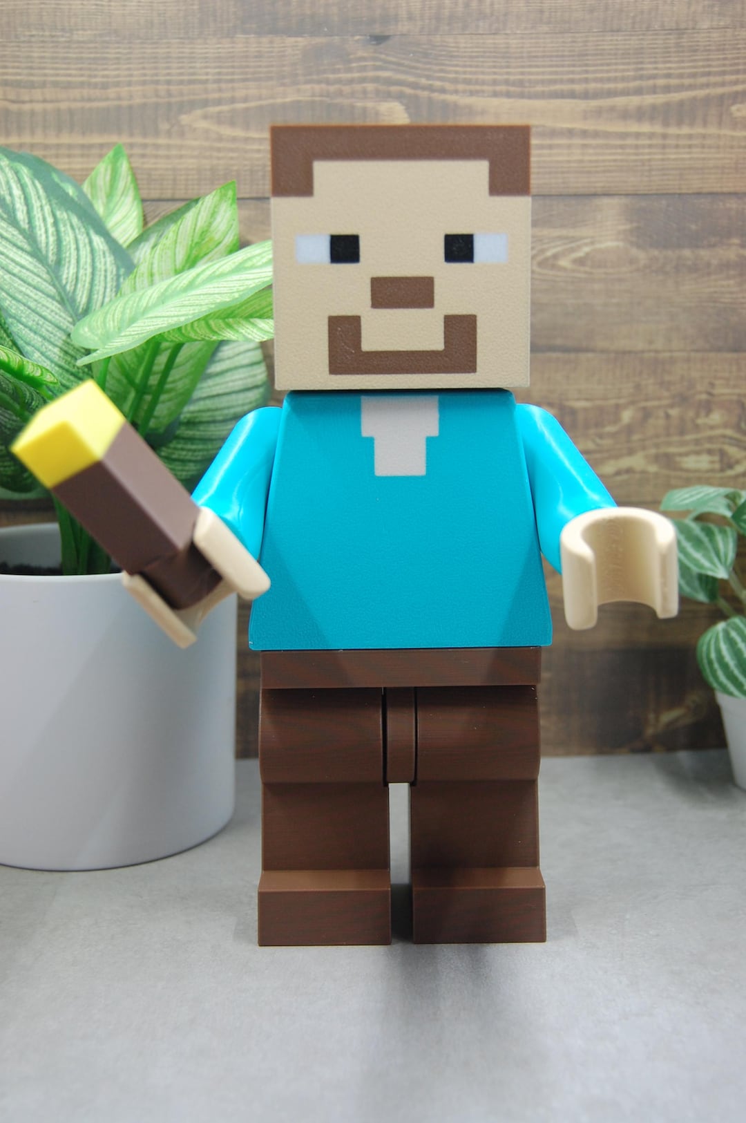 Blocky Miner Brick Figure | 500% Scale Desk Toy | Gamer Desk Decor ...