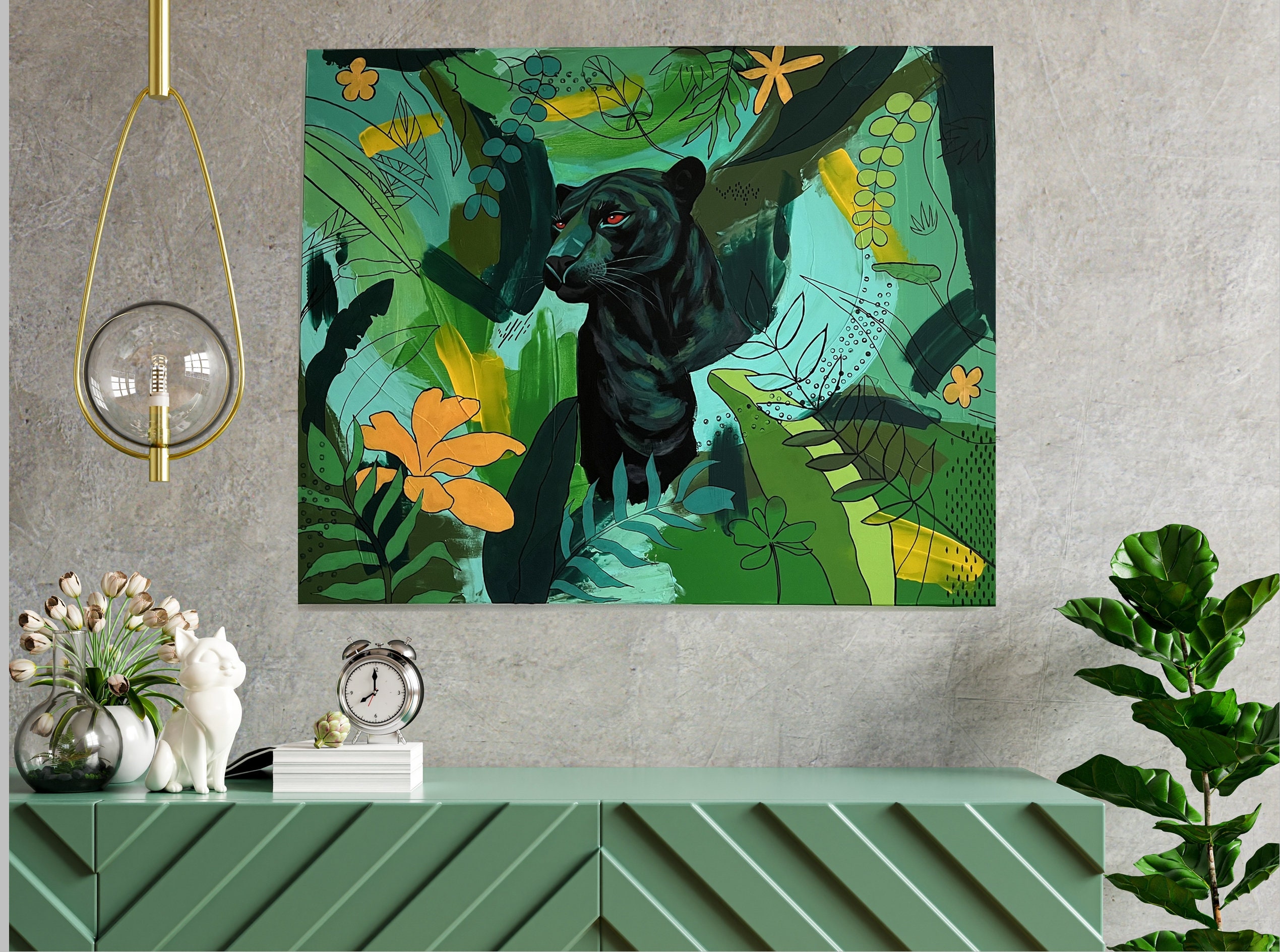 Canvas Painting puma 100x80 Cm - Etsy