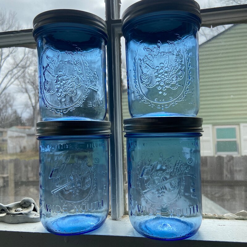 Blue Mason Jars - Etsy