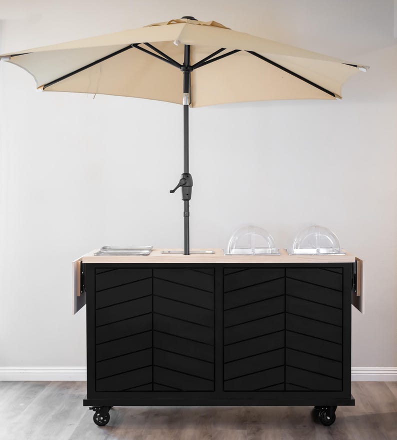 Chevron Food Cart – 7 Ft Portable Serving Bar With Fold-out Shelves - Etsy