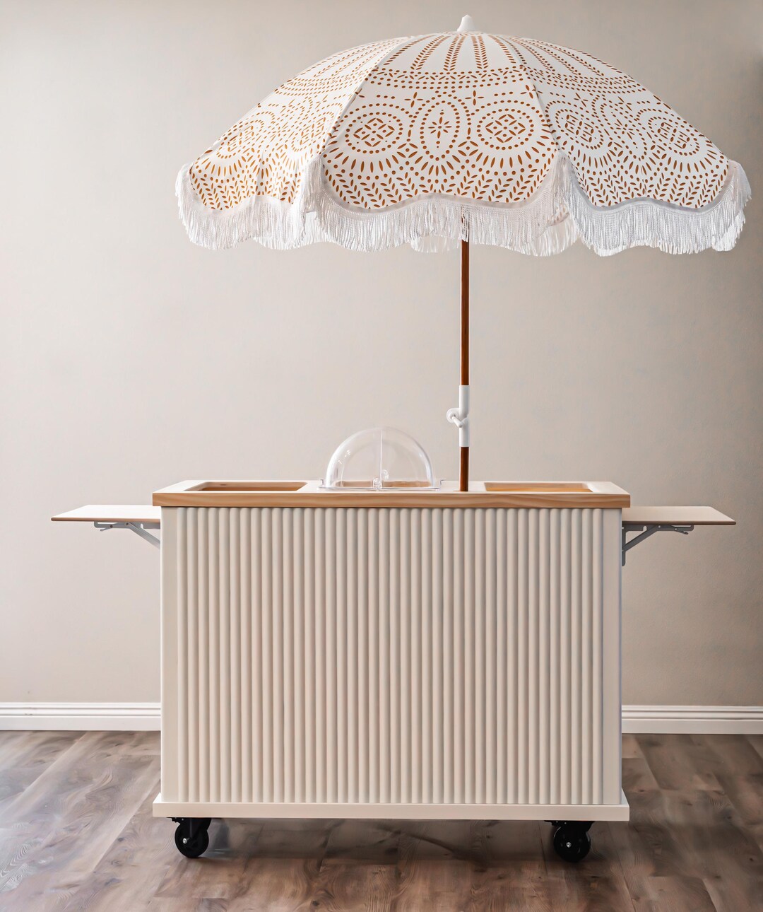 Fluted Charcuterie Cart – Modern Rustic Food & Beverage Cart on Wheels ...
