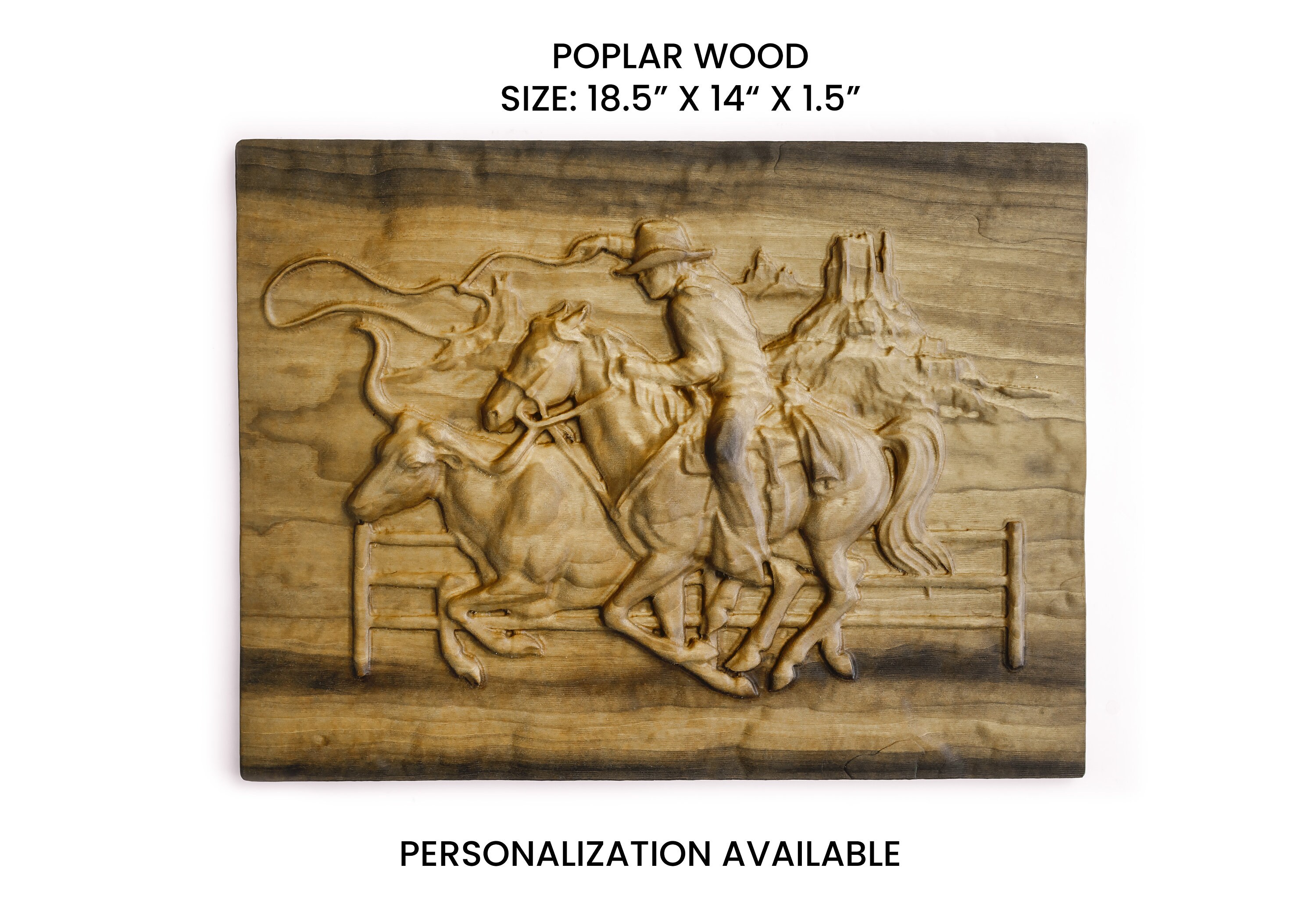 Rustic Rodeo Triumph: 3D Wood Carving of Cowboy and Bull - Etsy