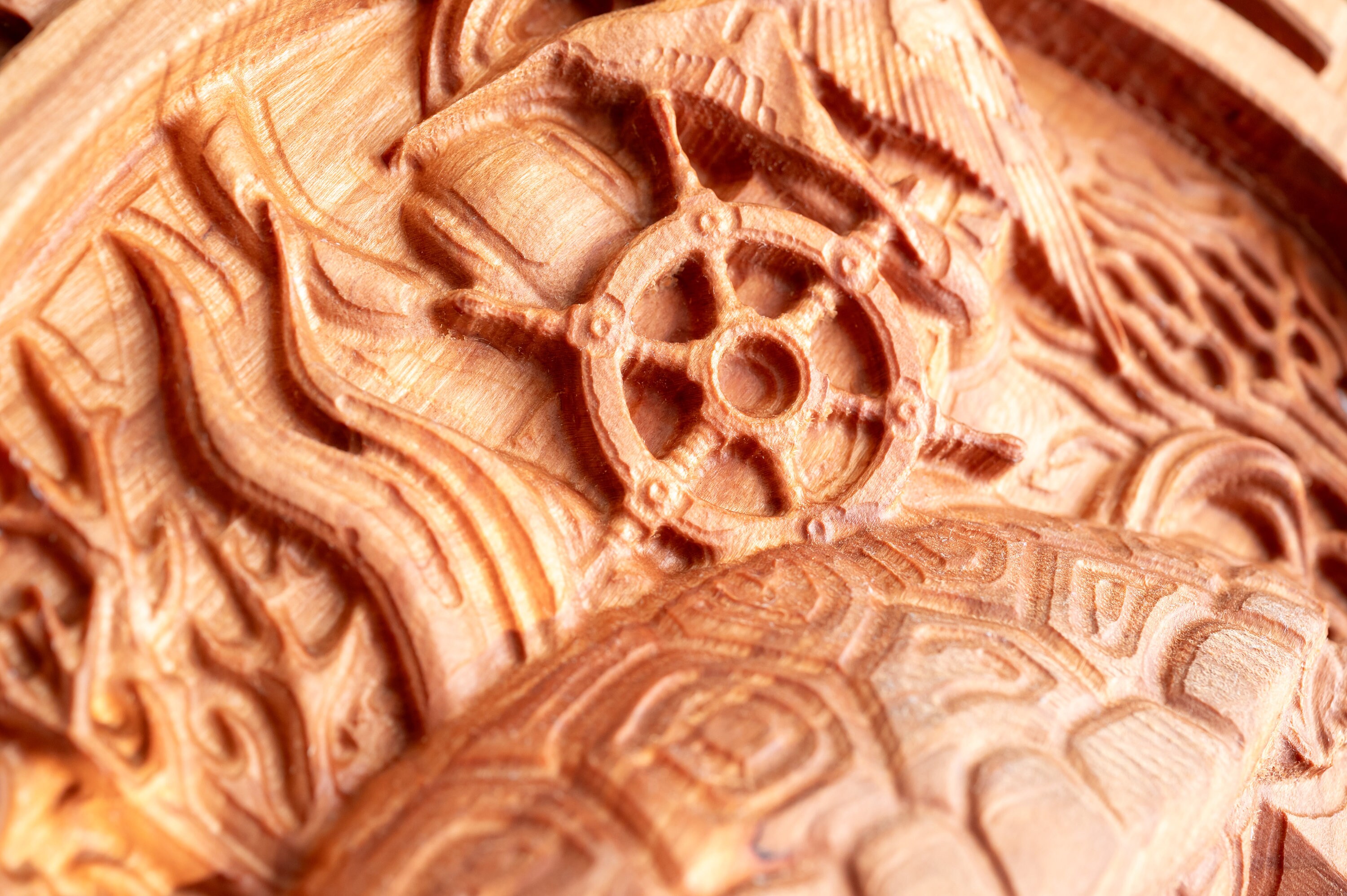 Sea Turtle Realm Detailed Cherry Wood Carving Cherry Wood 3D Wall Art ...
