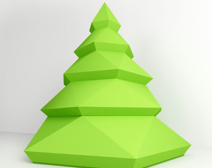 Pine Christmas Tree 3D Papercraft PDF Pattern / DIY Xmas Low Poly Paper ...