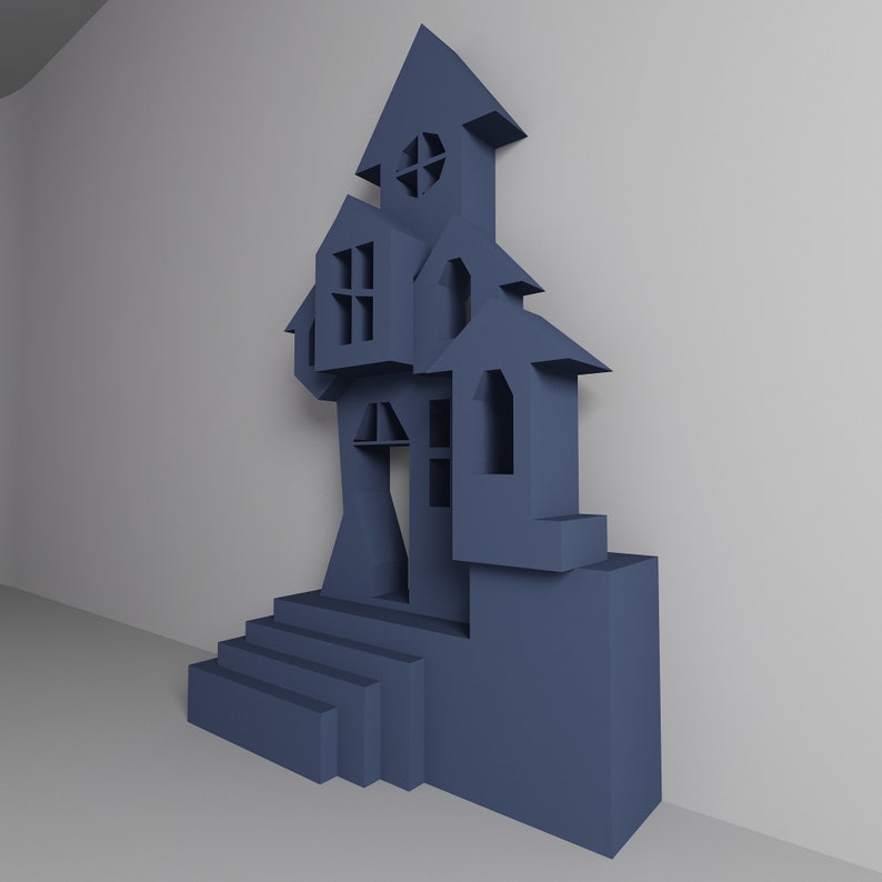Low Poly Paper Craft, Halloween Paper Craft Decor, 3D Scary House, Low ...