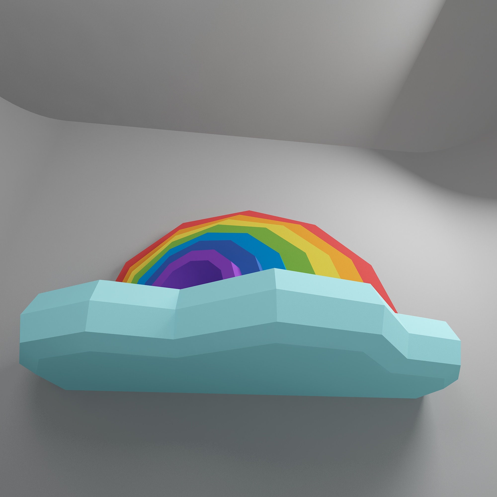 DIY Papercraft Rainbow, Low Poly Decor, Origami Paper Rainbow, DIY ...