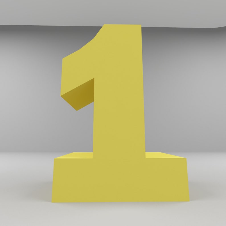 Low Poly Paper Craft, 3D Number One, Paper Craft Numbers, Low Poly ...