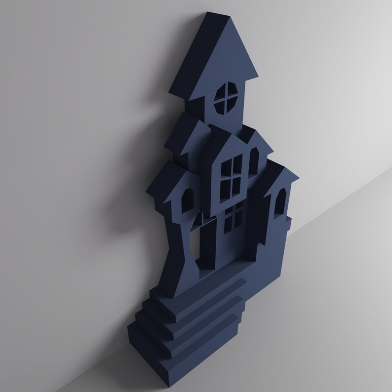 Low Poly Paper Craft, Halloween Paper Craft Decor, 3D Scary House, Low ...