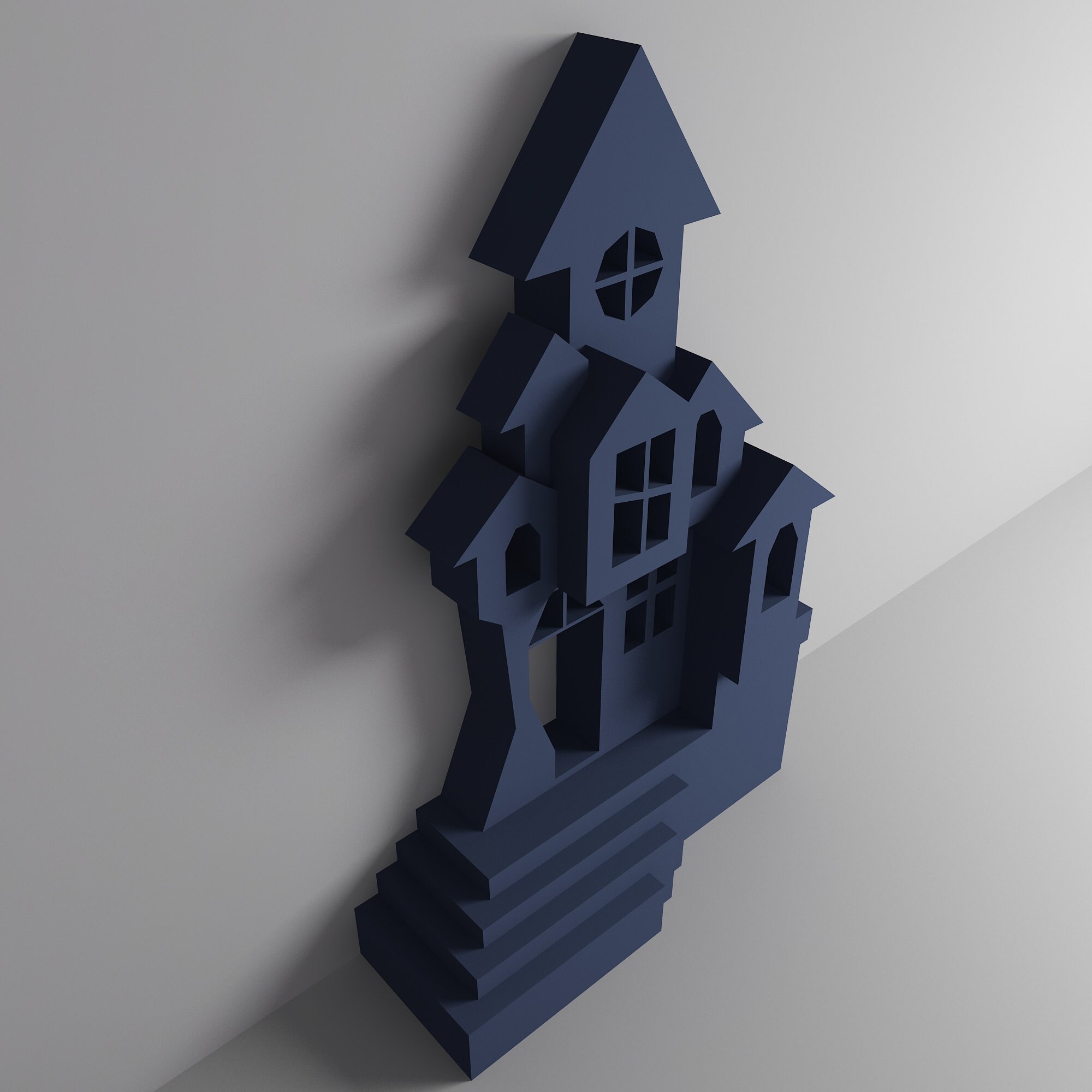 Low Poly Paper Craft, Halloween Paper Craft Decor, 3D Scary House, Low ...