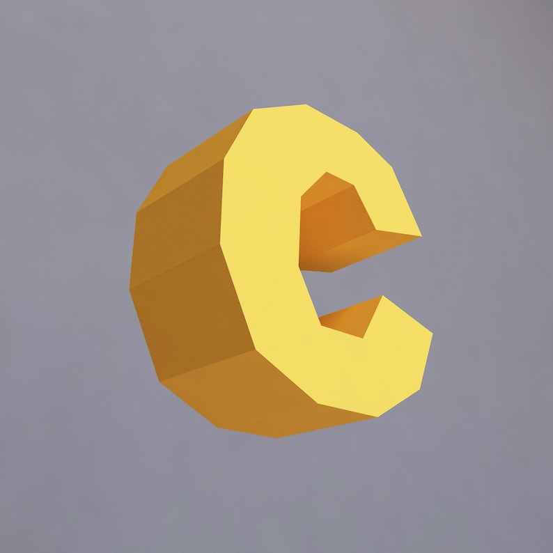 Low Poly Paper Craft, 3D Letter С, Paper Craft Letters, Low Poly ...