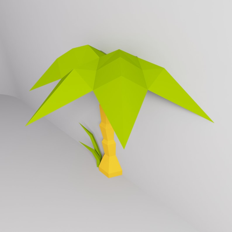Low Poly Paper Craft Palm, DIY PDF Template Beach Tree, 3D Lowpoly ...