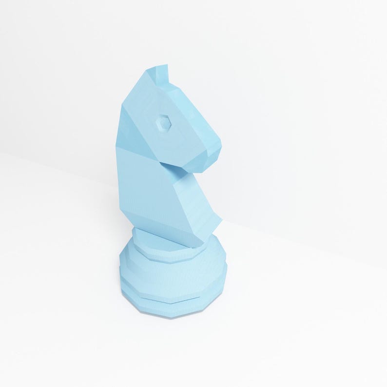 Chess Piece, Chess Knight, Low Poly Papercraft Knight, DIY Sculpture Chess Knight, PDF Download ...