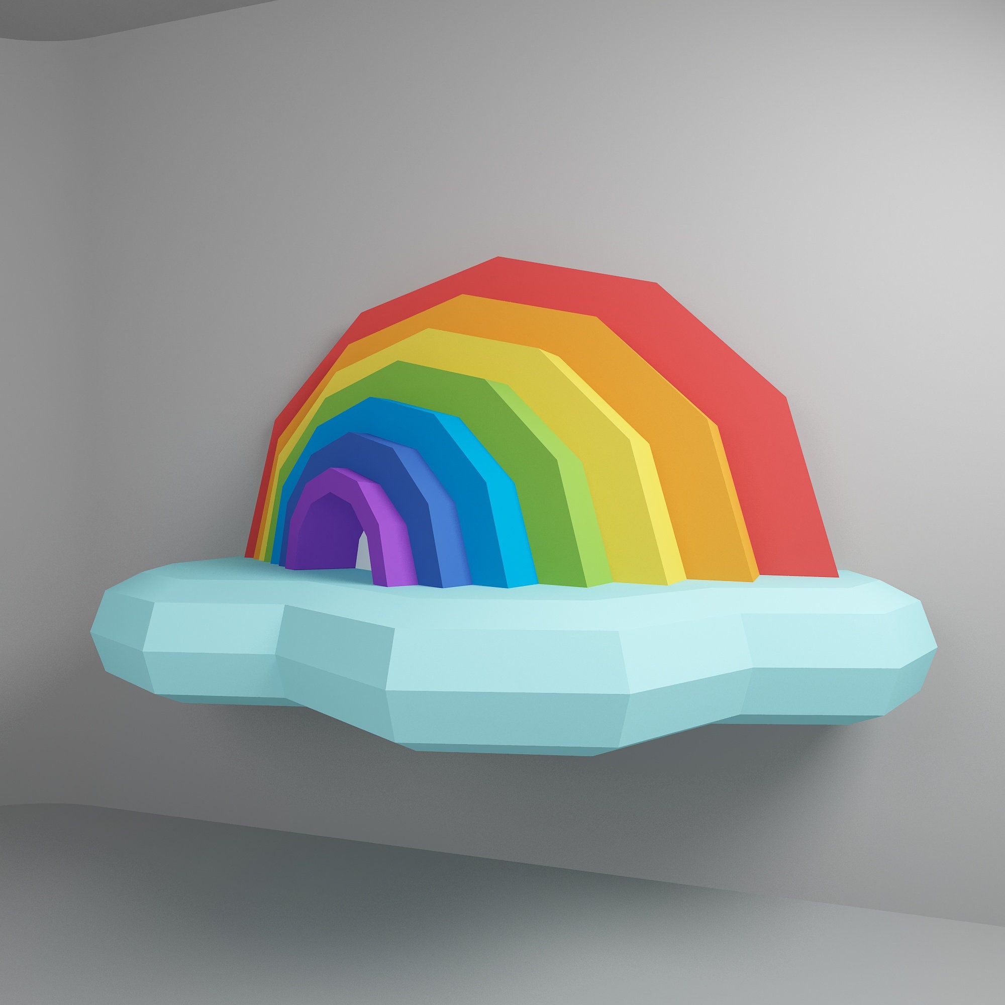 DIY Papercraft Rainbow, Low Poly Decor, Origami Paper Rainbow, DIY ...