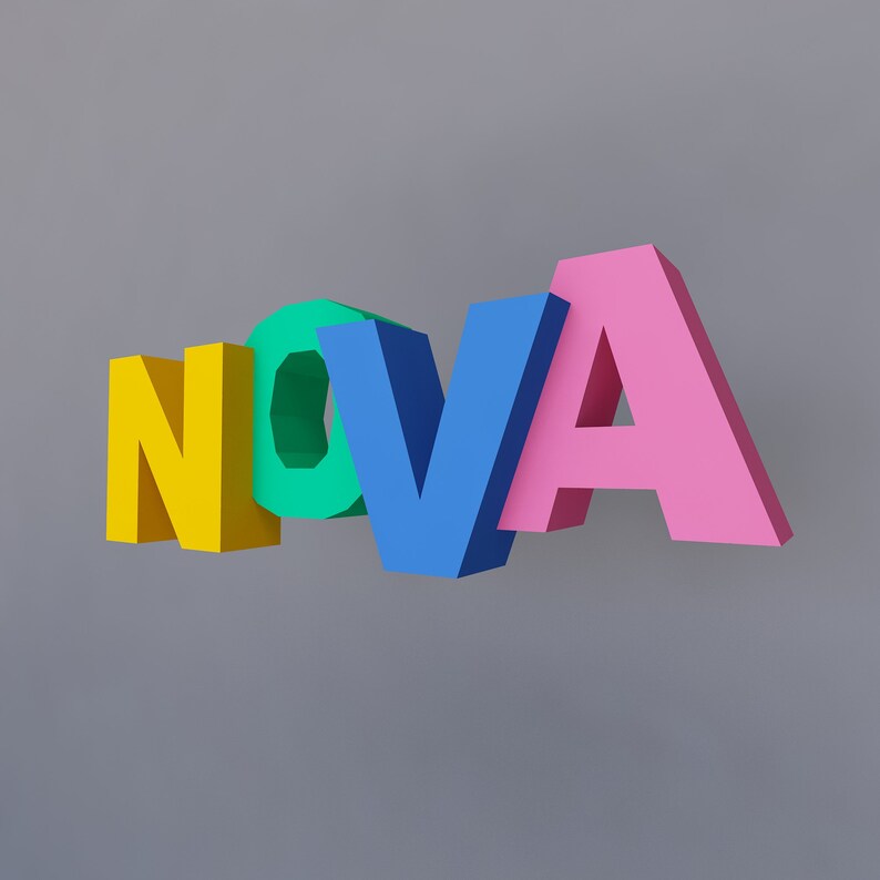 Low Poly Paper Craft, 3D Word Nova, Paper Craft Letters, 3d PDF ...