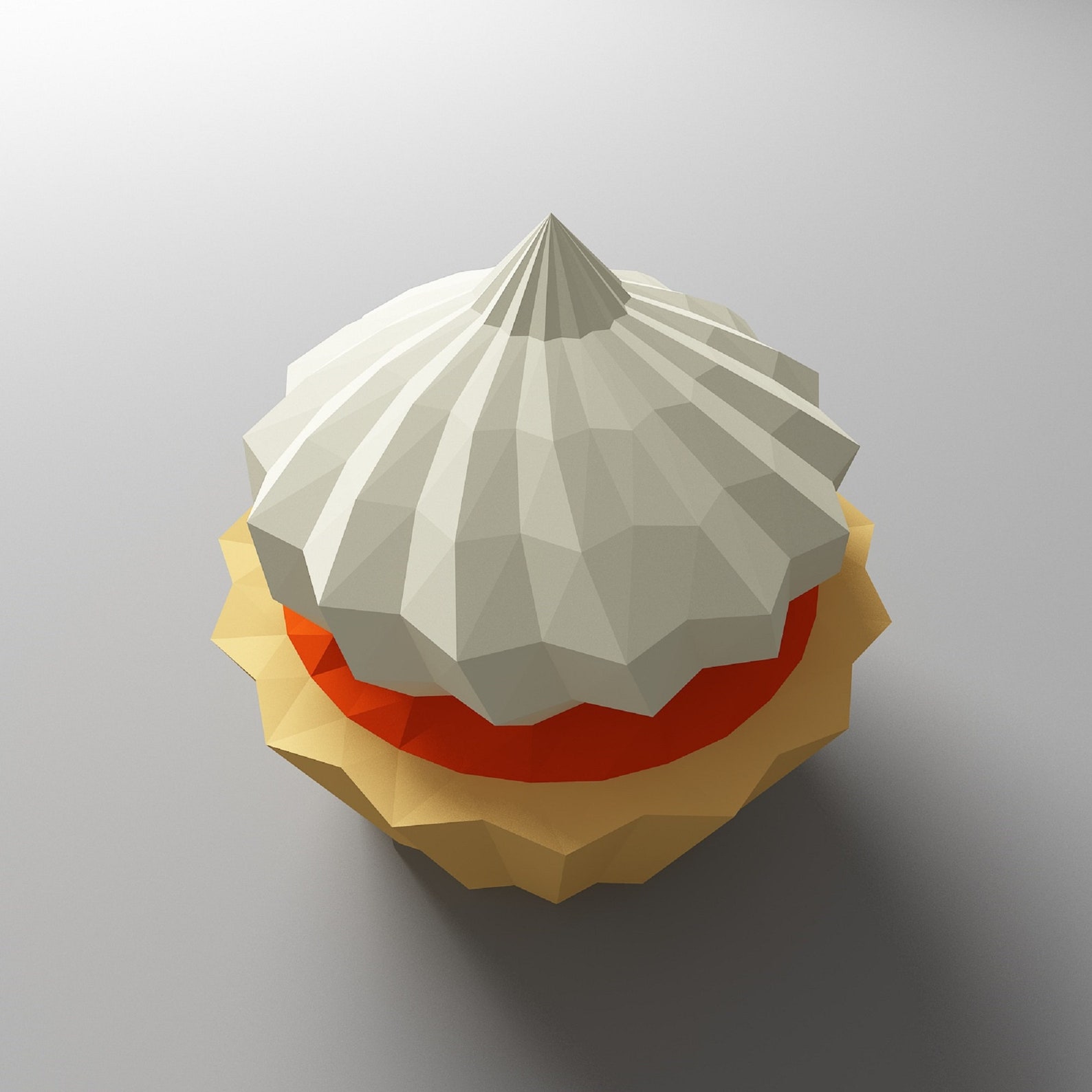 3d Paper Cupcake, Low Poly Paper Craft Cupcake, Origami Home Wall Decor ...