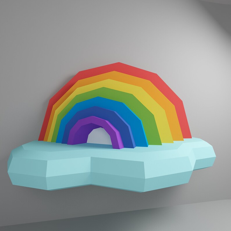 DIY Papercraft Rainbow, Low Poly Decor, Origami Paper Rainbow, DIY ...