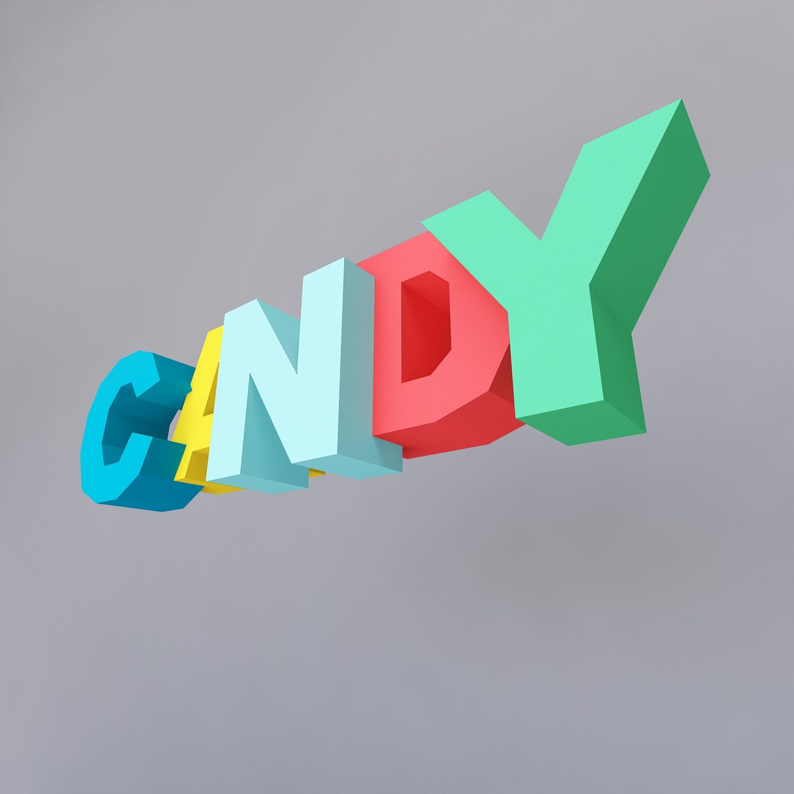 Low Poly Paper Craft, Word Candy 3D, Paper Craft Letters, Low Poly ...