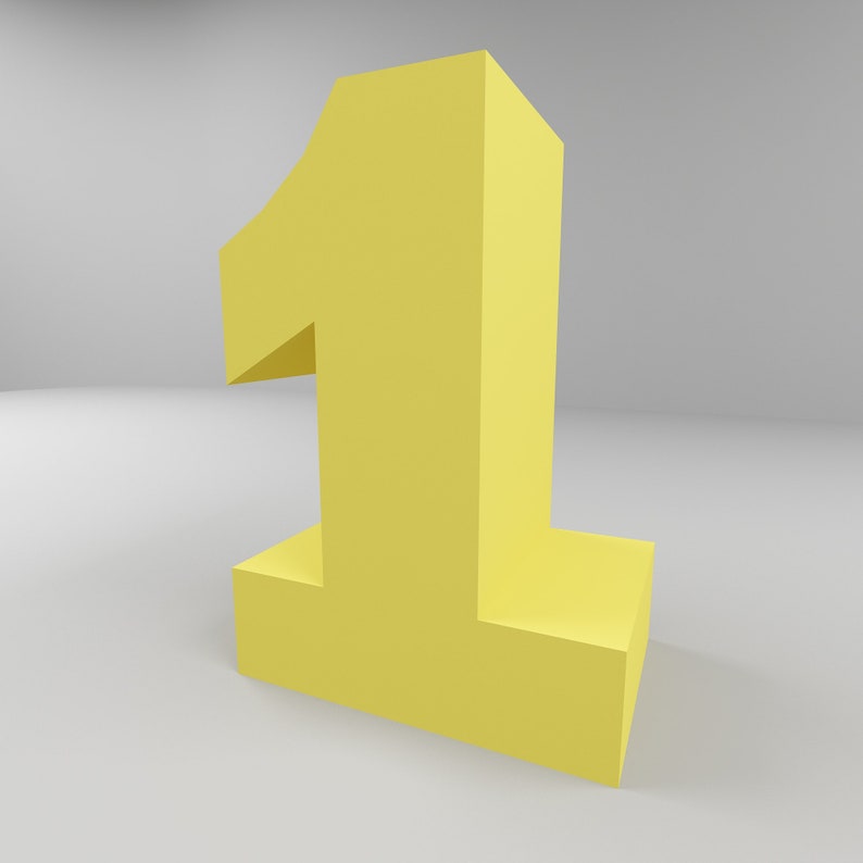 Low Poly Paper Craft, 3D Number One, Paper Craft Numbers, Low Poly ...