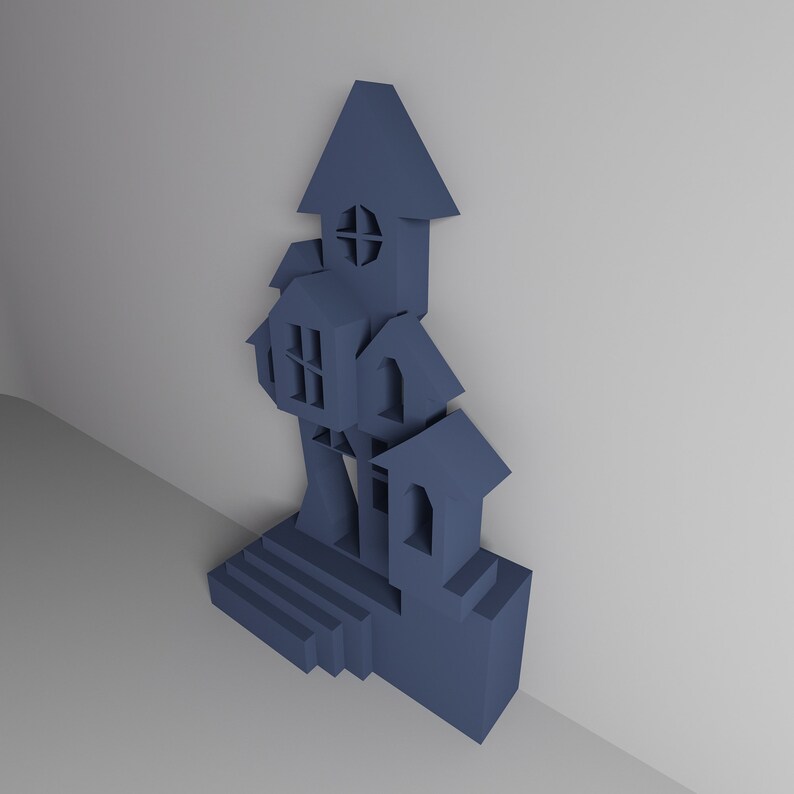 Low Poly Paper Craft, Halloween Paper Craft Decor, 3D Scary House, Low ...