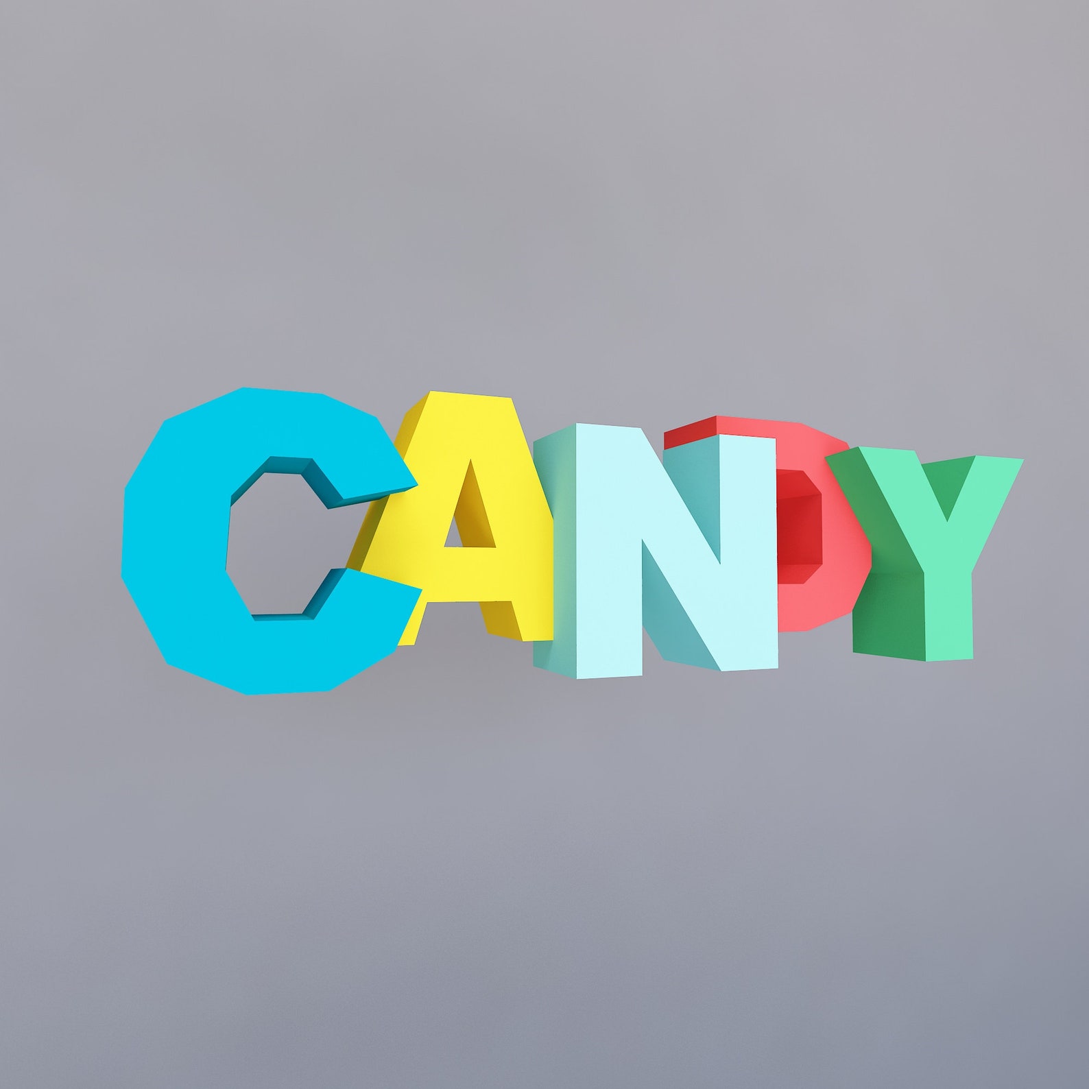 Low Poly Paper Craft, Word Candy 3D, Paper Craft Letters, Low Poly ...