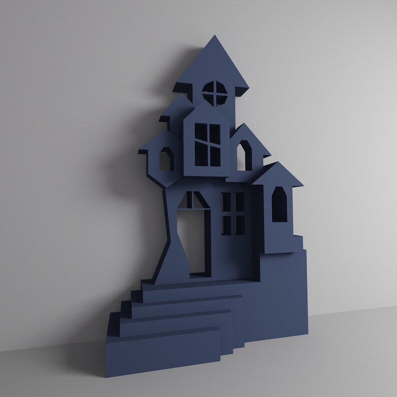 Low Poly Paper Craft, Halloween Paper Craft Decor, 3D Scary House, Low ...