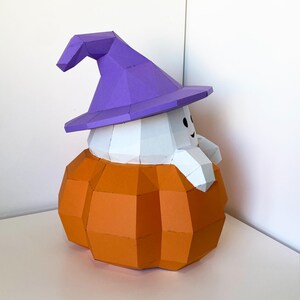 Halloween Ghost, Ghost in Pumpkin, Low Poly Papercraft Ghost, DIY ...
