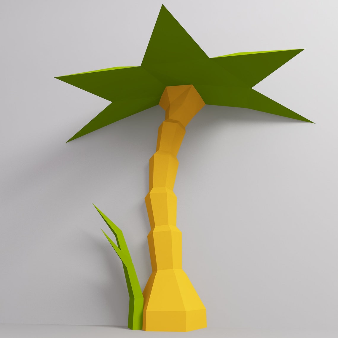 Low Poly Paper Craft Palm, DIY PDF Template Beach Tree, 3D Lowpoly ...