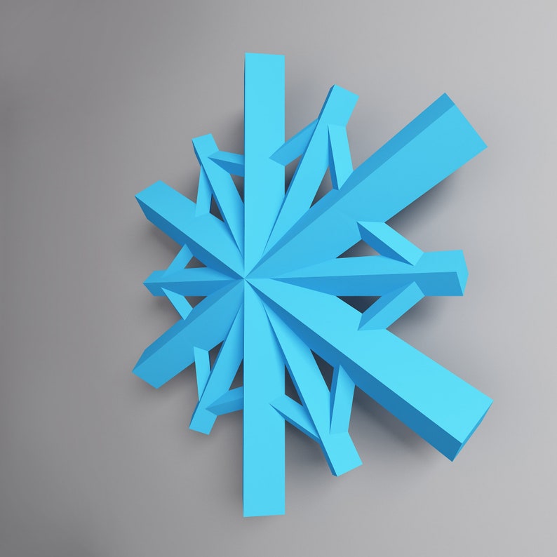 Papercraft Low Poly Snowflake, DIY Pepakura Template, 3d Poligonal ...