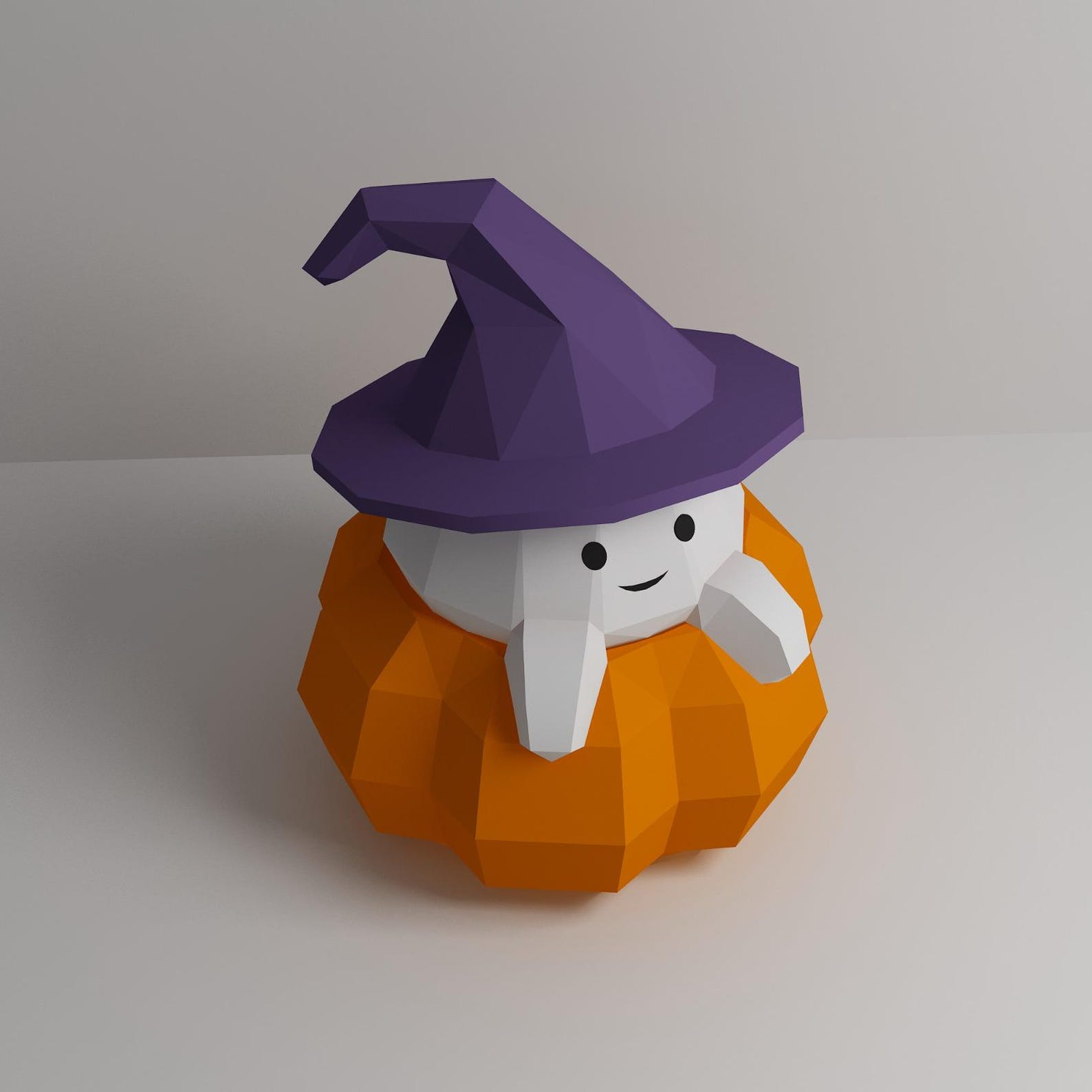Halloween Ghost, Ghost in Pumpkin, Low Poly Papercraft Ghost, DIY ...