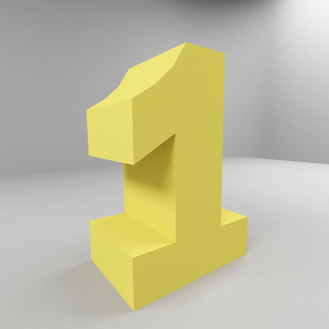 Low Poly Paper Craft, 3D Number One, Paper Craft Numbers, Low Poly ...