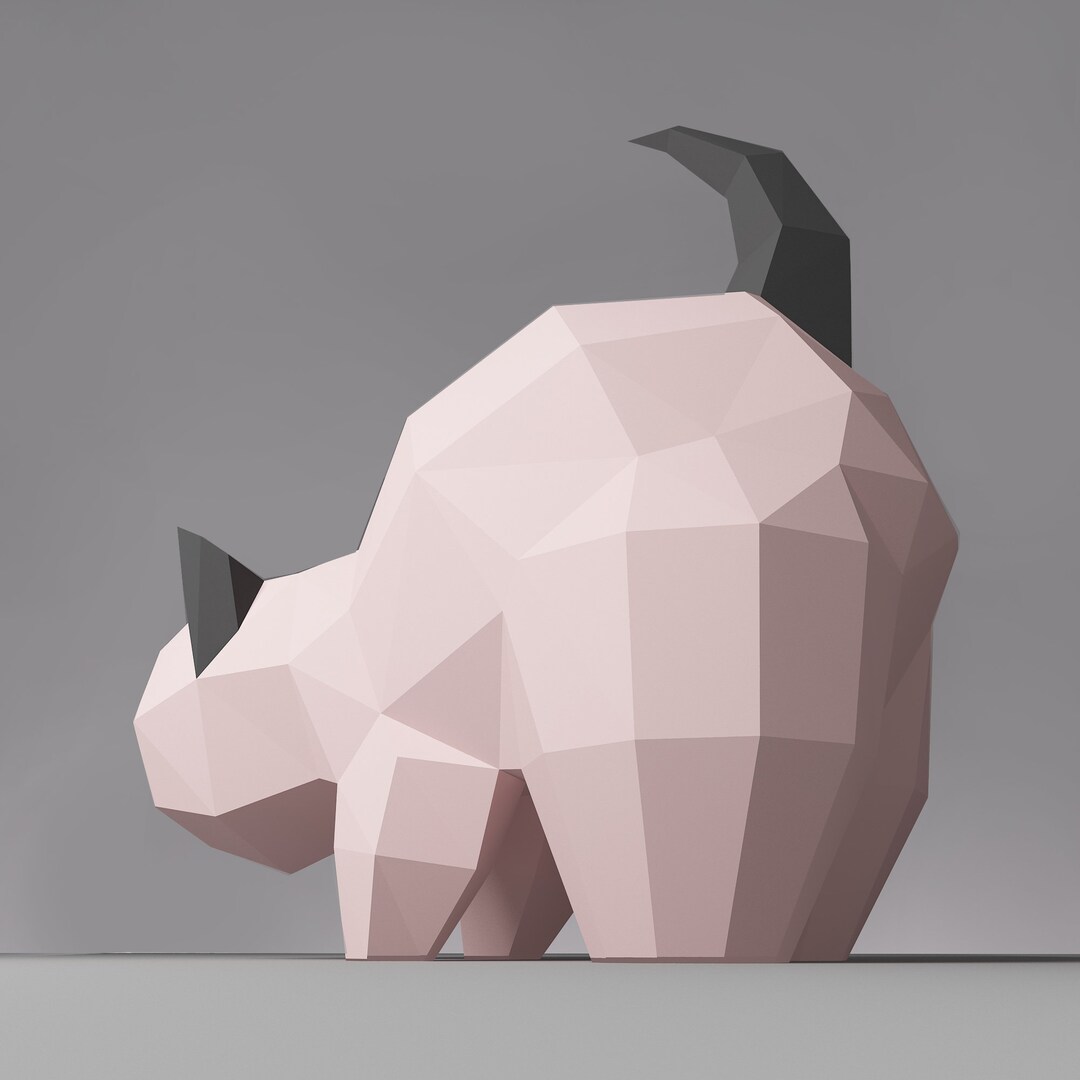 Papercraft Cat, Low Poly Animals, 3D DIY Template, Cute Kitty Sculpture ...