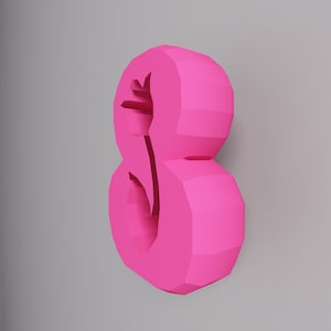 Low Poly Paper Craft, 3D Number 8, Womans Day Gift, Low Poly 8, PDF ...