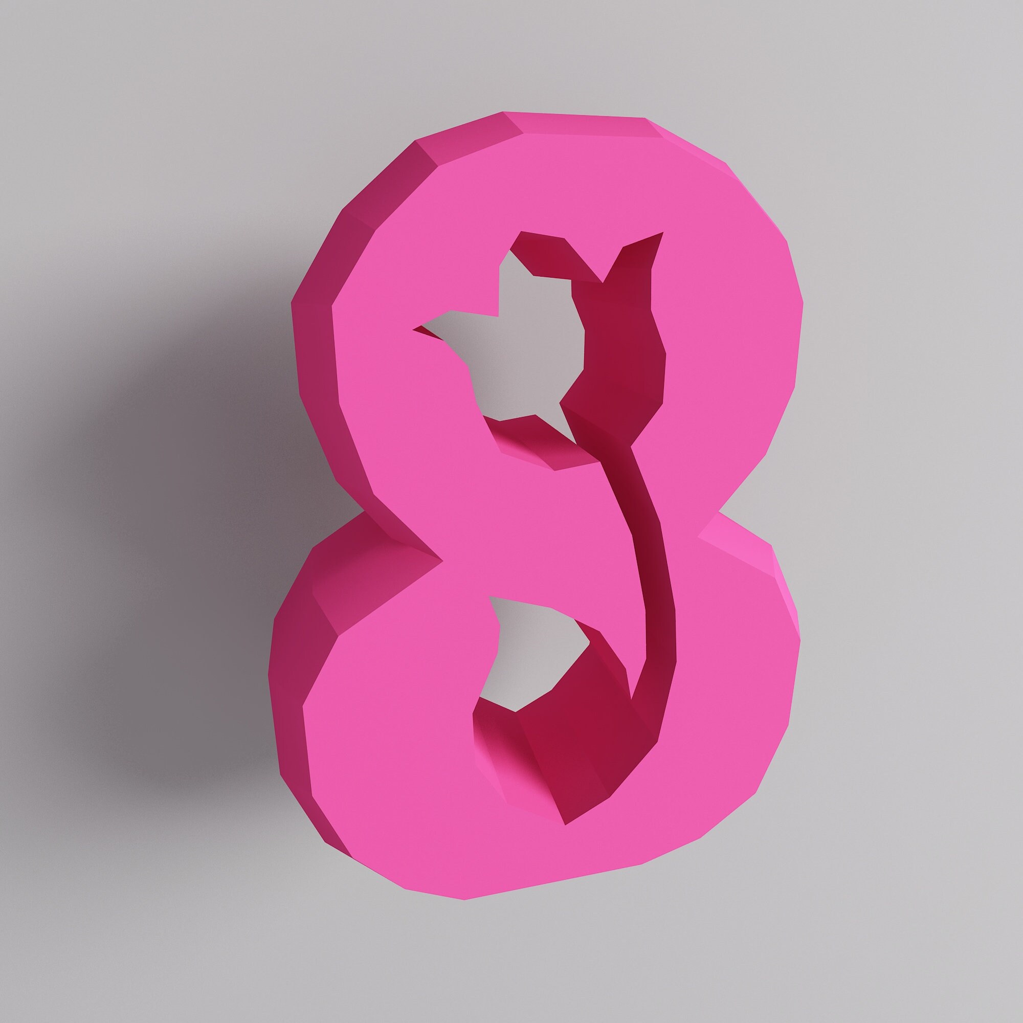 Low Poly Paper Craft, 3D Number 8, Womans Day Gift, Low Poly 8, PDF ...