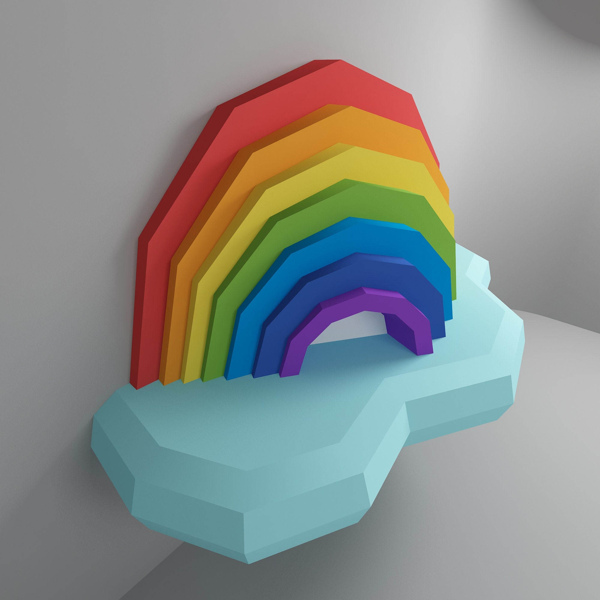 DIY Papercraft Rainbow, Low Poly Decor, Origami Paper Rainbow, DIY ...