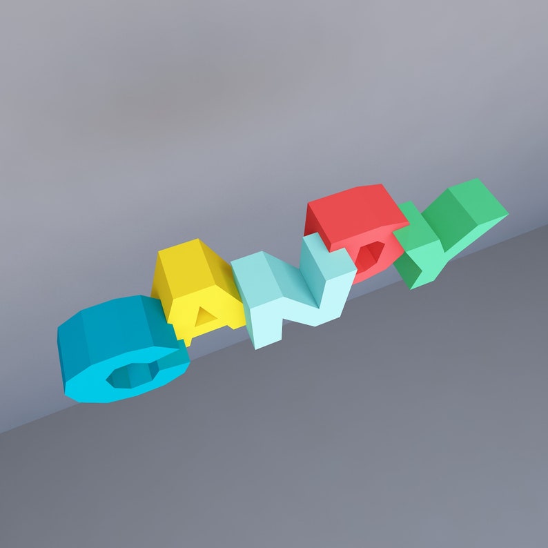 Low Poly Paper Craft, Word Candy 3D, Paper Craft Letters, Low Poly ...