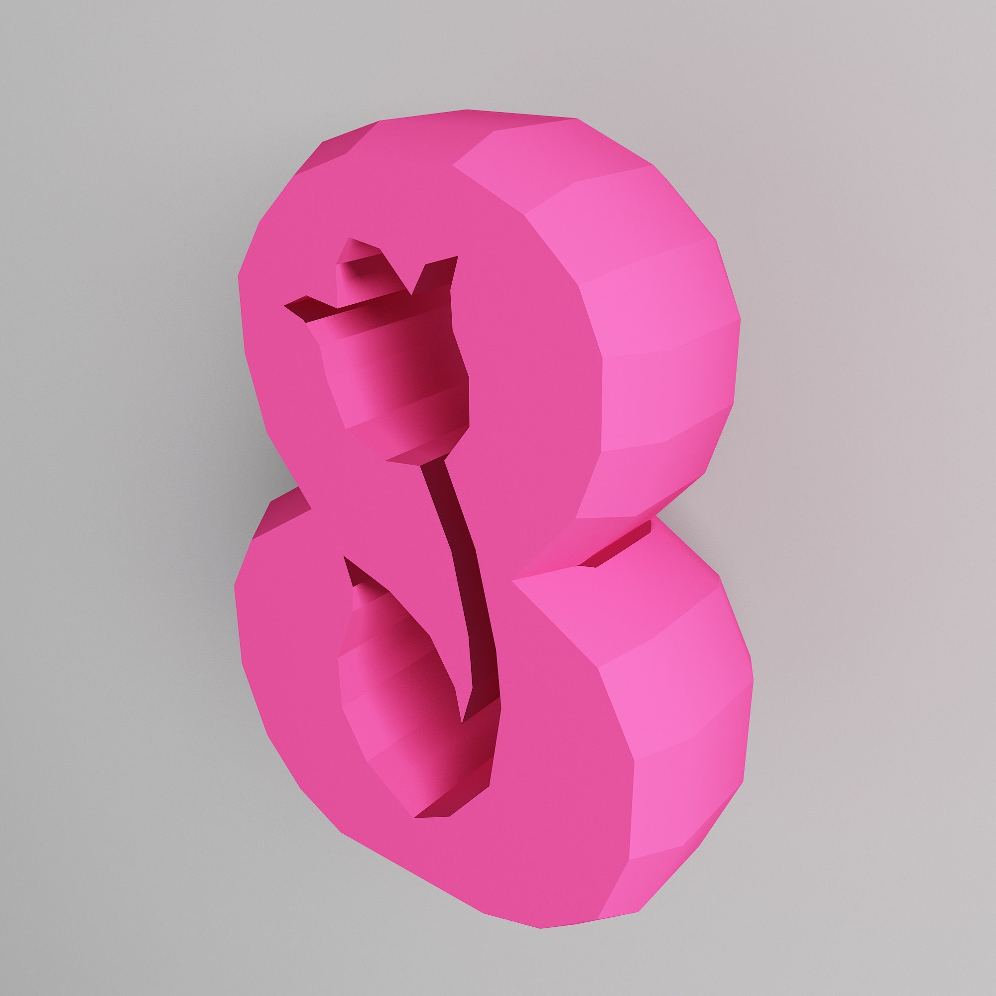 Low Poly Paper Craft, 3D Number 8, Womans Day Gift, Low Poly 8, PDF ...