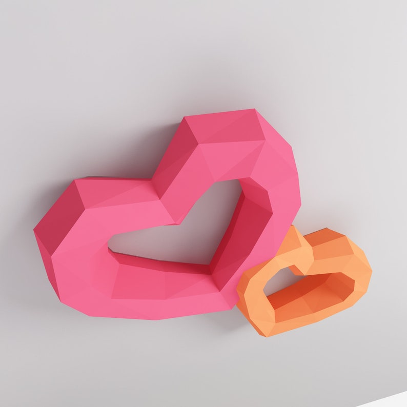 Low Poly Paper Craft Hearts Valentin's Day Gift Framed - Etsy