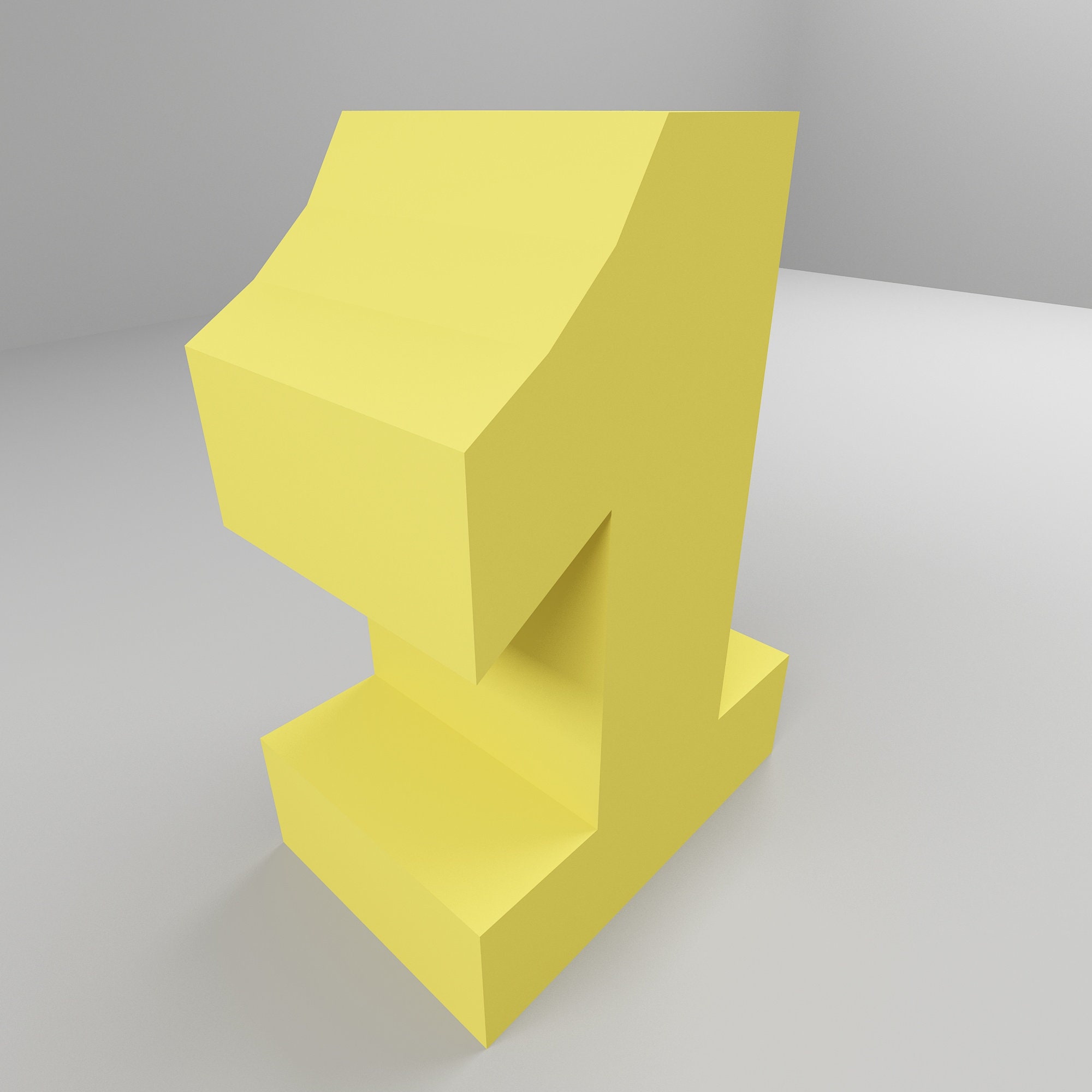 Low Poly Paper Craft, 3D Number One, Paper Craft Numbers, Low Poly ...