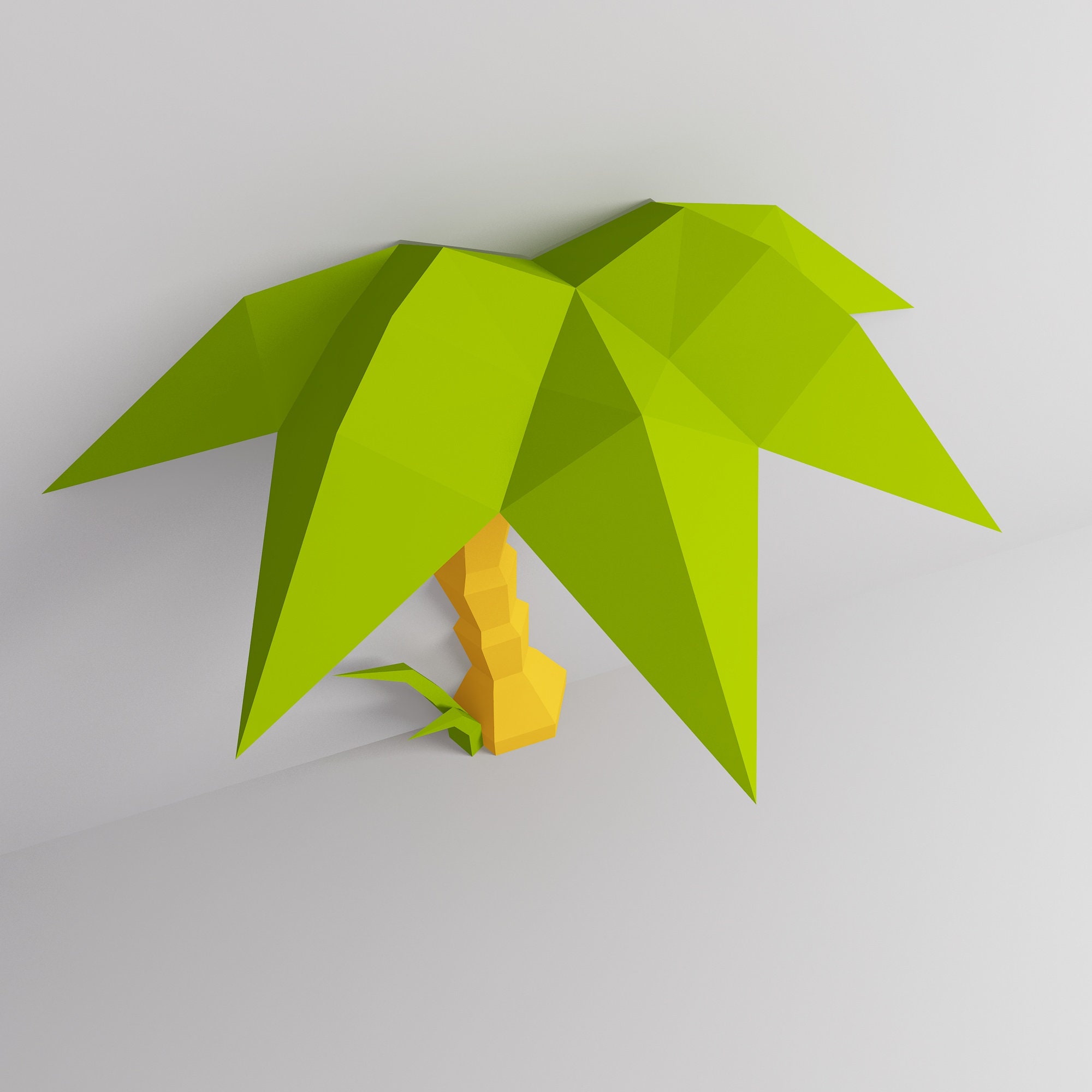Low Poly Paper Craft Palm, DIY PDF Template Beach Tree, 3D Lowpoly ...